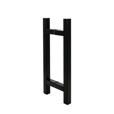 China Matt Black L-Shaped Bathroom Glass Door Handle for Shower Made of Stainless Steel 304 for sale
