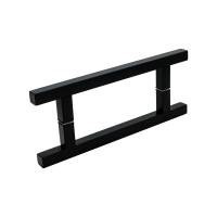 China Matt Black L-Shaped Bathroom Glass Door Handle for Shower Made of Stainless Steel 304 for sale