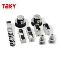 China Frameless Stainless Steel Rollers Hanging Wheel Rail Track Sliding Barn Shower Glass Door Hardware Kits for sale