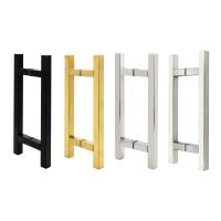 China Matt Black L-Shaped Bathroom Glass Door Handle for Shower Made of Stainless Steel 304 for sale