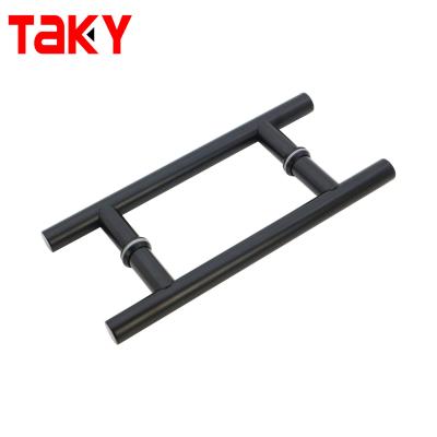China 0.5mm Thickness Matt Black Interior Glass Door Handles for Office Shower Room Enclosure for sale