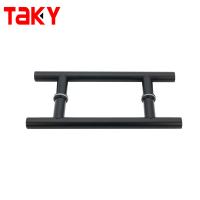 China 0.5mm Thickness Matt Black Interior Glass Door Handles for Office Shower Room Enclosure for sale