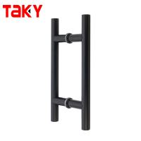 China 0.5mm Thickness Matt Black Interior Glass Door Handles for Office Shower Room Enclosure for sale