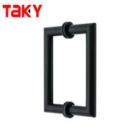 China Matt Black Glass Door Pull Handle with Quadrate Design 200*200*19*1.0mm for sale