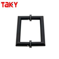 China Matt Black Glass Door Pull Handle with Quadrate Design 200*200*19*1.0mm for sale
