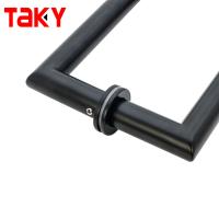 China Matt Black Glass Door Pull Handle with Quadrate Design 200*200*19*1.0mm for sale