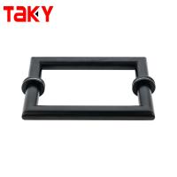 China Matt Black Glass Door Pull Handle with Quadrate Design 200*200*19*1.0mm for sale