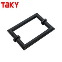 China Matt Black Glass Door Pull Handle with Quadrate Design 200*200*19*1.0mm for sale