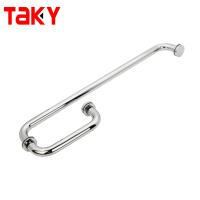 China Round Tube L Shape Handle Stainless Steel Bathroom Glass Shower Door Handle for sale