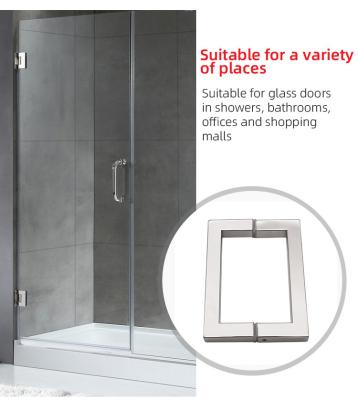 China SS304 Stainless Steel Shower Handle Square Tube Shower Glass Door Handle for sale