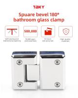 China Modern Design 304 Stainless Steel Glass to Glass Hinge 180 Degree Bathroom Gate Clamp for sale