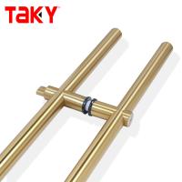China Modern Design Long Hotel Glass Door Handles Luxury Gold Stainless Steel Pull Handle for sale