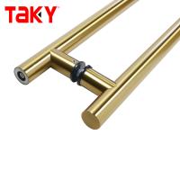 China Modern Design Long Hotel Glass Door Handles Luxury Gold Stainless Steel Pull Handle for sale