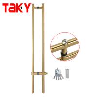 China Luxury H Type Stainless Steel Entrance Frameless Door Handles Lockable Glass Door Handle for sale