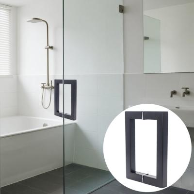 China Factory 304 Stainless Steel Matt Black Color Square Tube Glass Door Handle for sale