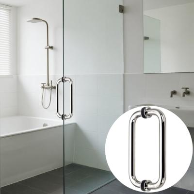 China Stainless Steel 304 Electroplated silver round tube Sliding Glass Door Handle for sale