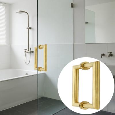 China Metal round tube square Main Glass Door Gold Pull Handle for sale