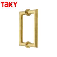 China Metal round tube square Main Glass Door Gold Pull Handle for sale