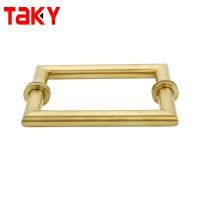 China Metal round tube square Main Glass Door Gold Pull Handle for sale