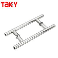China Heavy Duty Round Tube H Shape Double Push Pull Glass Door Handle for sale