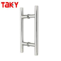 China Heavy Duty Round Tube H Shape Double Push Pull Glass Door Handle for sale