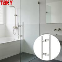 China Heavy Duty Round Tube H Shape Double Push Pull Glass Door Handle for sale