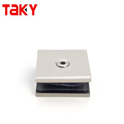 China 0 Degree Singe Hole Square Shower Glass Door Clamp Bathroom Wall to Glass Mount Clamp for sale