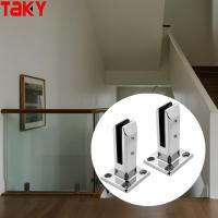 China Adjustable 8-12MM Square Stainless Steel Bolt Down Spigot Glass Railing Clamp for sale