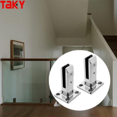 China Adjustable 8-12MM Square Stainless Steel Bolt Down Spigot Glass Railing Clamp for sale