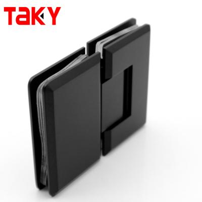 China 180 Degree Black Shower Door Glass to Glass Hinge Bathroom Shower Hinge for 8-12mm Glass for sale