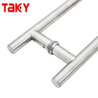 China Modern H Type Stainless Steel 304 Double Side Glass Door Pull Handle 203*203*19*1.0mm for sale