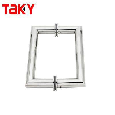 China SS304 Stainless Steel Glass Door Pull Handle with 203*203*19*1.0mm Size and Modern Design for Shower and Bathroom for sale
