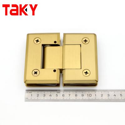 China 180 Degree Gold Bathroom Glass Clamp Frameless Shower Glass Door Hinges for sale