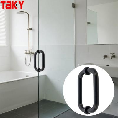 China Round Matte Black Shower Glass Door Handle Glass to Glass Shower Door Handle for sale