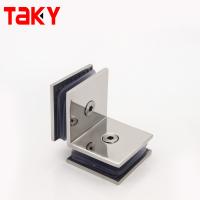 China Shower 90 degree Square Glass Door Corner Clamp Railing Holder Hinge Tempered Glass Clamps for sale