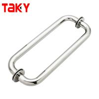 China Stainless Steel SS304 Double Sided Shower Glass Door Handle 203*203*19*1.0mm for Modern Office Buildings for sale