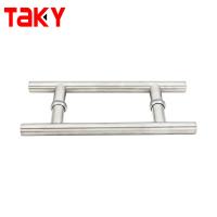 China SS304 Stainless Steel Shower Glass Door Handle with 203*203*19*1.0mm Size and Polished/Brushed Nickel/Black Finish for sale
