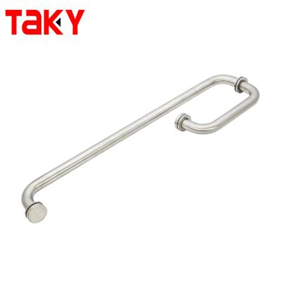 China High Quality G shape Stainless Steel Glass Door Handle Hotel Bathrooms Handle for sale