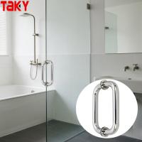 China Round Shaped Long Main Door Handle Rose Mirror Pull Handle Shower Door Handles for sale