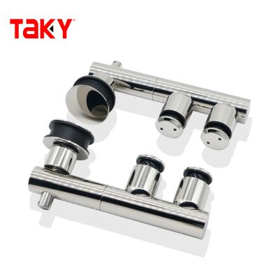 China Frameless Glass Mobile Hanging Sliding Roller Wheels Glass Sliding Hardware Fittings for sale