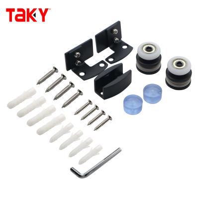 China Stainless Steel 304 Black Bathroom Sliding Door Kit Sliding Shower Glass Door Hardware System for sale