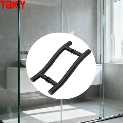 China Shower Room Stainless Steel 304 Frameless Door Pull Handle Black Color Sliding Glass Door Handle for sale