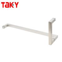 China Stainless Steel Square Pull Handle Towel Bar Shower Door Glass Door Handle for sale
