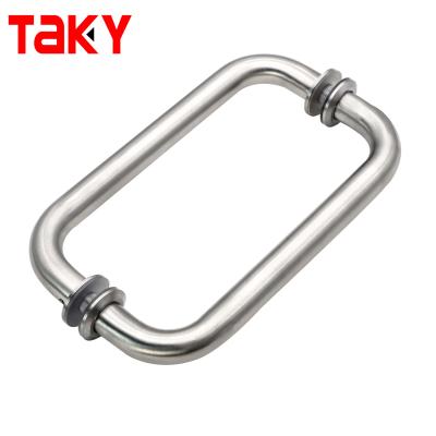 China Hot Sale Round Glass Door Handle Stainless Steel Shower Handle Bathroom Sliding Glass Door Pull Handle for sale