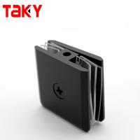 China Easy Installation square Bracket Clamp to Glass Clamp d Shape Black Flat Back Glass Clamp Hinge for sale