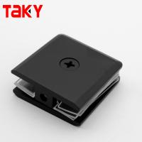 China Easy Installation square Bracket Clamp to Glass Clamp d Shape Black Flat Back Glass Clamp Hinge for sale