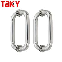 China Modern Design 304 Stainless Steel Round Back to Back Pull Glass Door Handle Shower Handle for sale