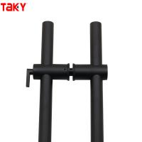 China Glass Door Wood Door Double Sided Stainless Steel Black Door Pull Handle Large Main Lock Handle for sale