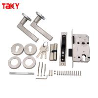China Modern Design Stainless Steel L-Shape Door Handles with Locking Interior Wooden Door Handle for sale