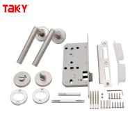China Satin Nickel Finished Shower Glass Door Handle with 304 Stainless Steel Tubular Handle Lock Set and C-Level Lock Core for sale